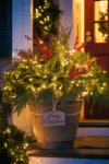 25 Stunning Christmas Porch Pot Ideas to Transform Your Front Door This ...