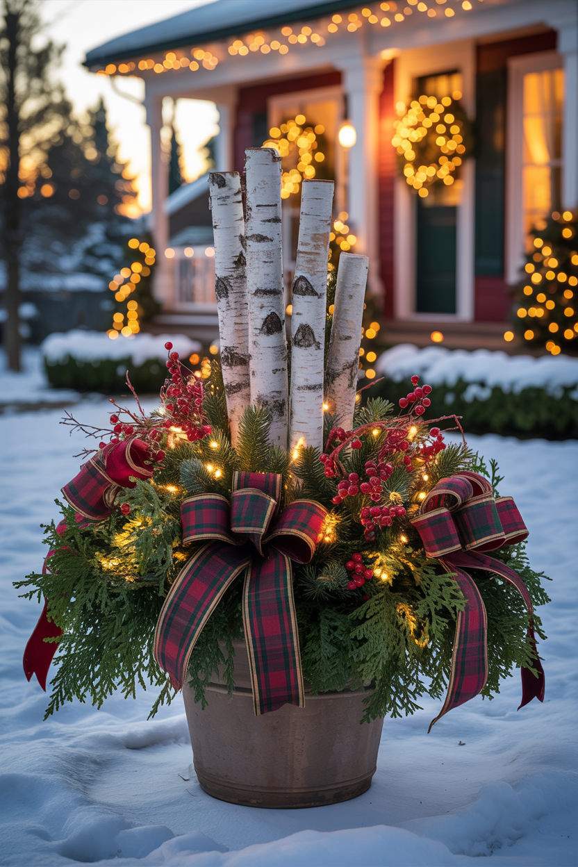 25 Stunning Christmas Porch Pot Ideas to Transform Your Front Door This ...