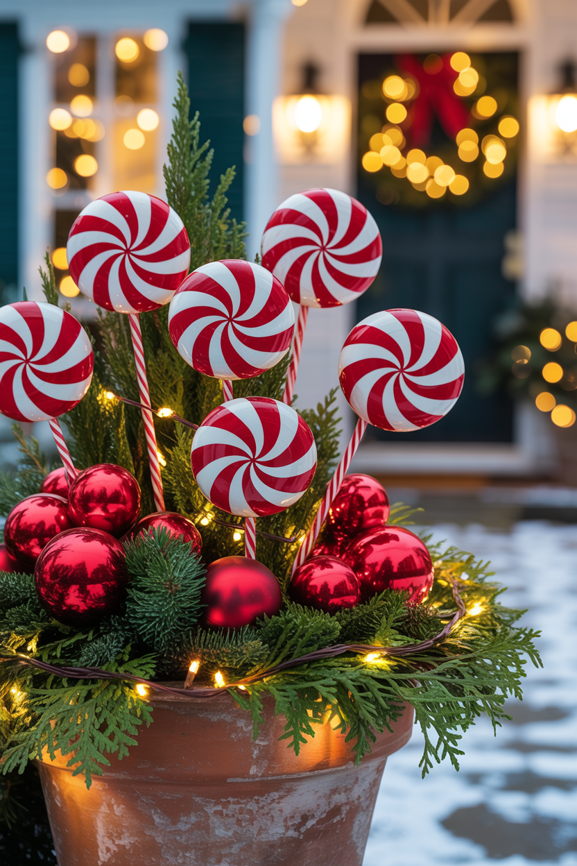 25 Stunning Christmas Porch Pot Ideas to Transform Your Front Door This ...