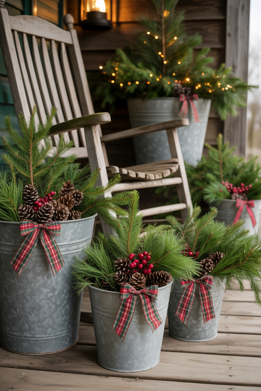 25 Stunning Christmas Porch Pot Ideas to Transform Your Front Door This ...