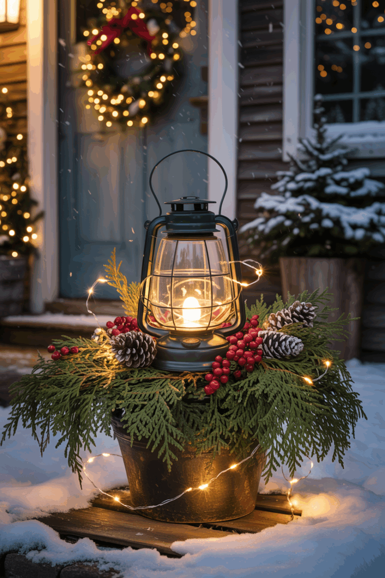 25 Stunning Christmas Porch Pot Ideas to Transform Your Front Door This ...